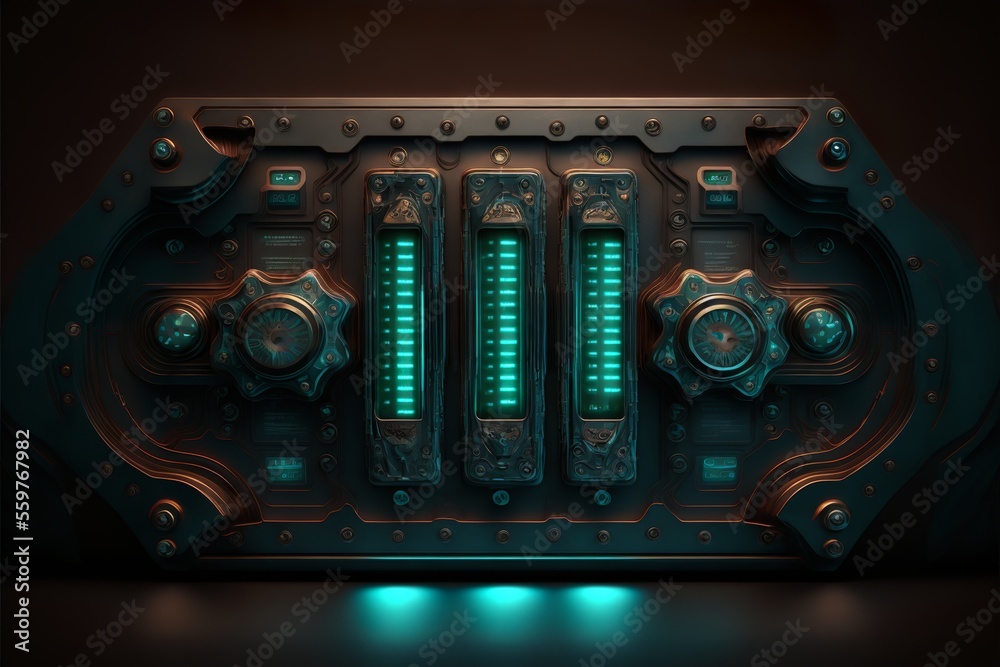 Futuristic sci-fi health bar indicator device interface for cyberpunk ...