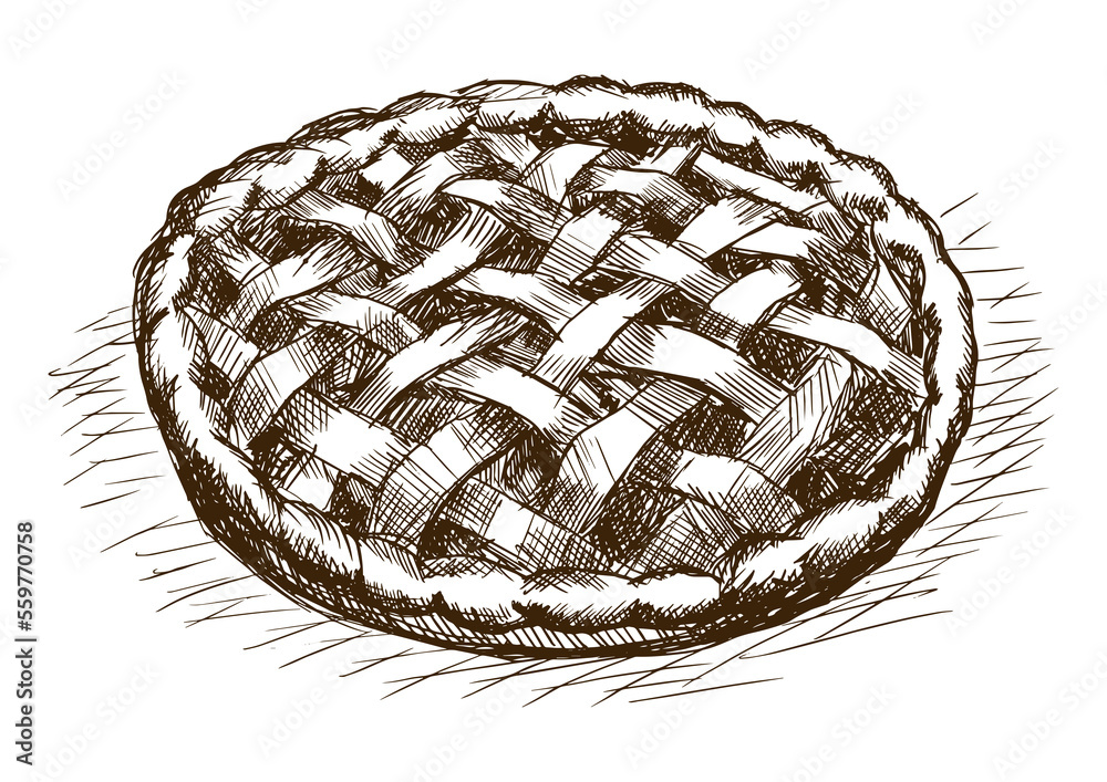 Pie hand drawn sketch style PNG illustration with transparent ...