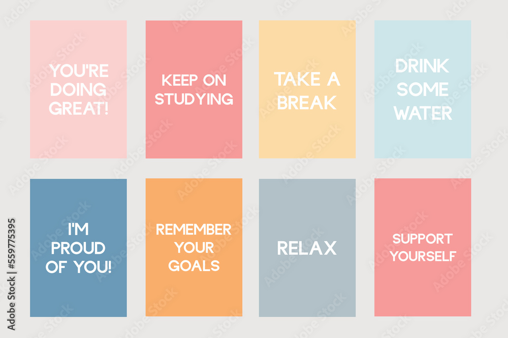 Take a break - set of motivational quotes, editable templates. Vector ...