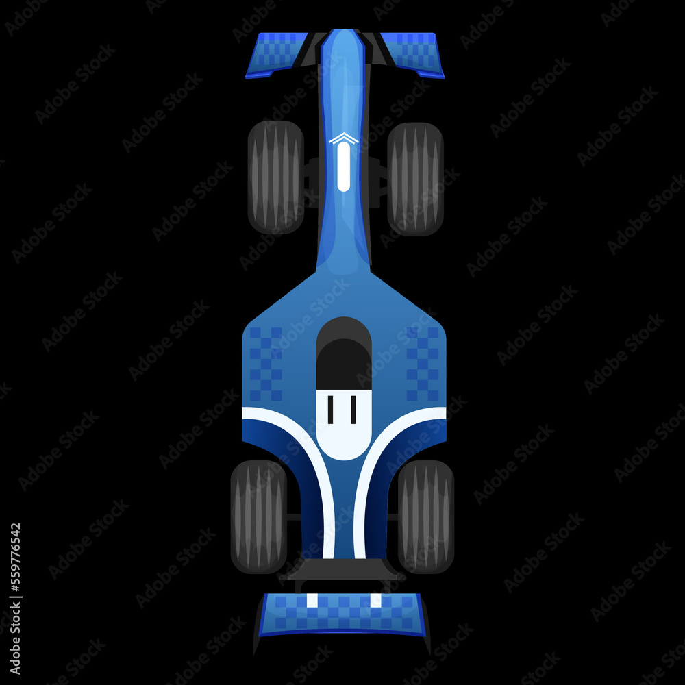 Race car top view in cartoon style transport with shadows and light ...