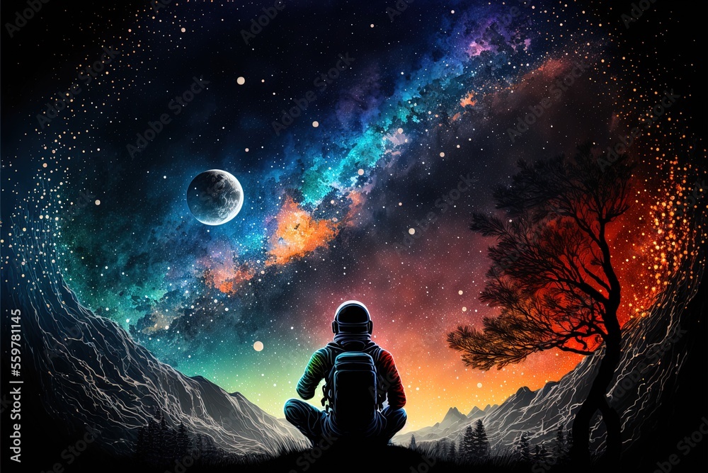 Photo & Art Print Human in space takes in the sights starry night ...