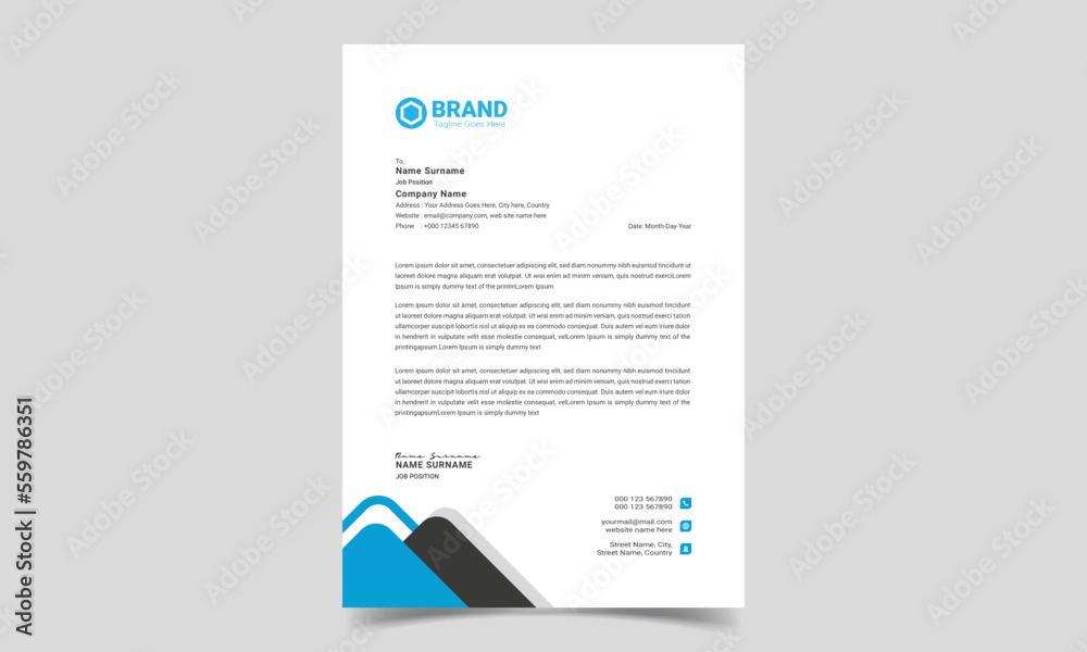 Corporate Letterhead Template Design Stock Vector | Adobe Stock