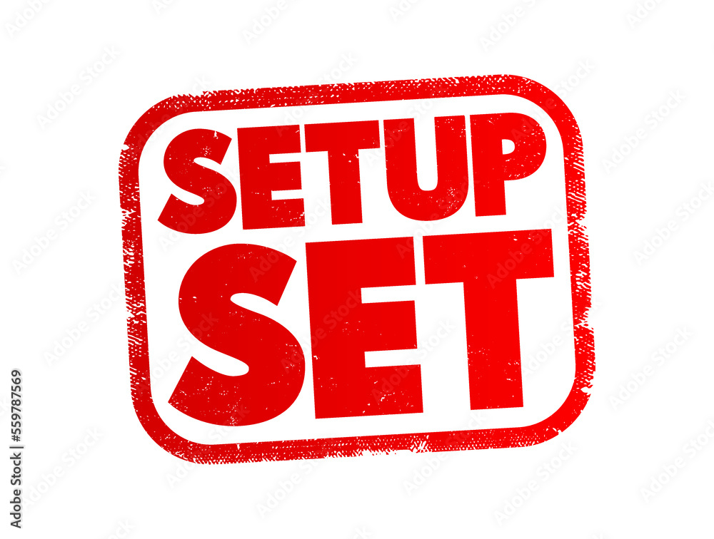 Setup Set text stamp, concept background Stock Vector | Adobe Stock