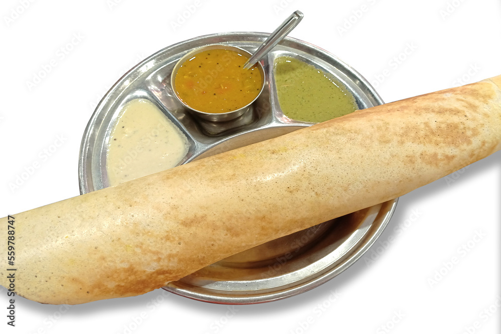 Delicious Dosa with chutney and sambar, the South Indian breakfast food ...
