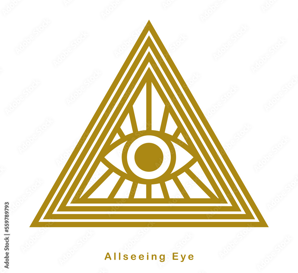 All seeing eye in triangle pyramid vector ancient symbol in modern ...