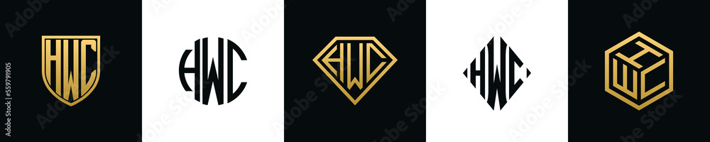 Initial letters HWC logo designs Bundle. This collection incorporated ...