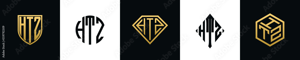 Initial letters HTZ logo designs Bundle. This collection incorporated ...