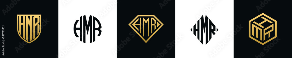 Initial letters HMR logo designs Bundle. This collection incorporated ...