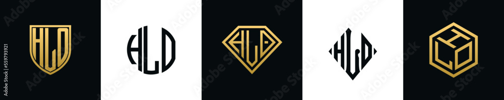Initial letters HLO logo designs Bundle. This collection incorporated ...