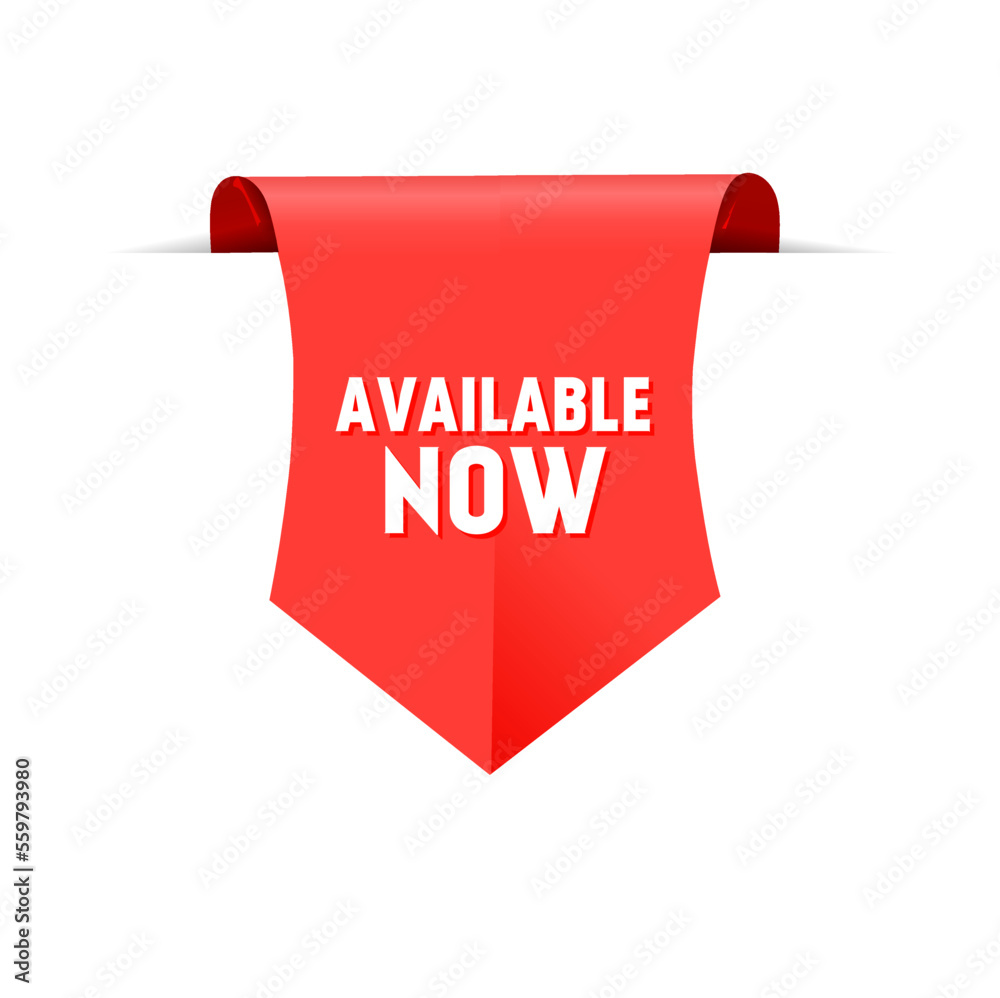 Available now banner. Available now icon banner template for apps and ...