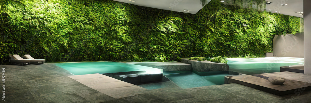 Find peace and tranquility in this image of a wellness spa featuring a ...