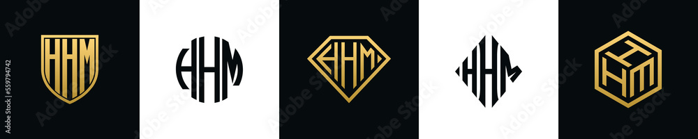Initial letters HHM logo designs Bundle. This collection incorporated ...
