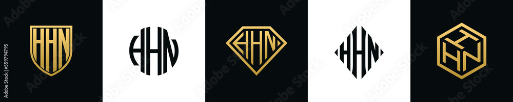 Vetor de Initial letters HHN logo designs Bundle. This collection ...