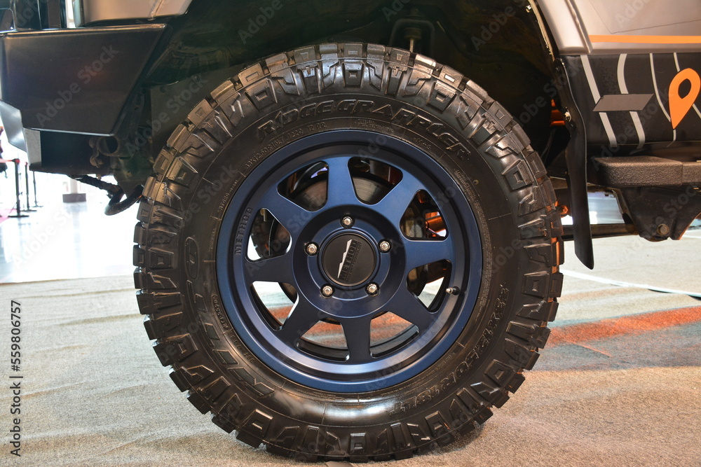 Toyota land cruiser wheel at Concept one offroad rigs display in Quezon ...