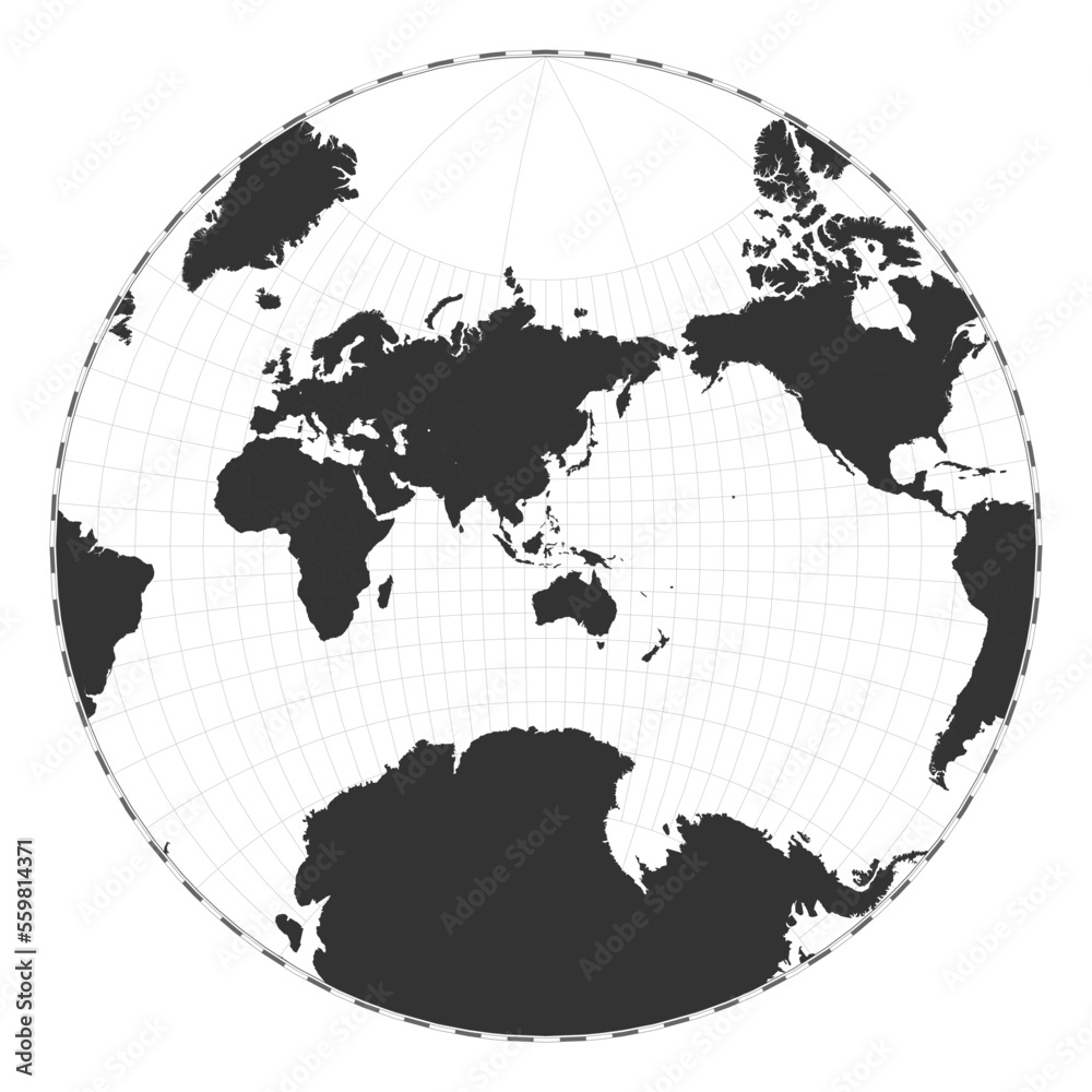 Vector world map. Lagrange conformal projection. Plain world ...