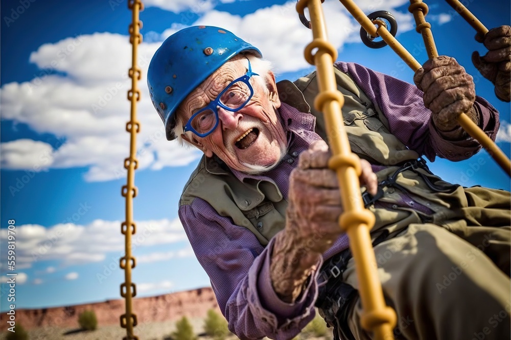 Old man has an extremely fun activity generative ai funny scene showing ...