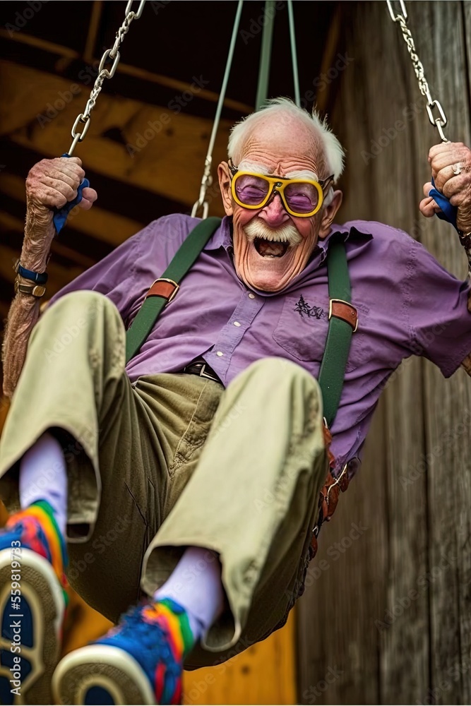 Old man has an extremely fun activity generative ai funny scene showing ...