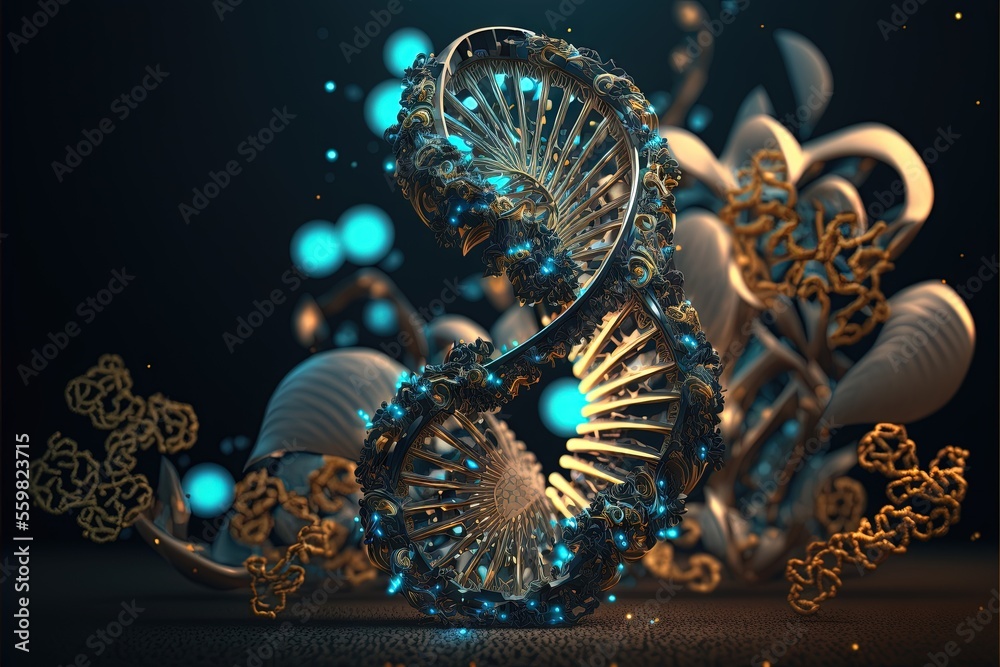 a computer generated image of a double - stranded, blue and gold ...