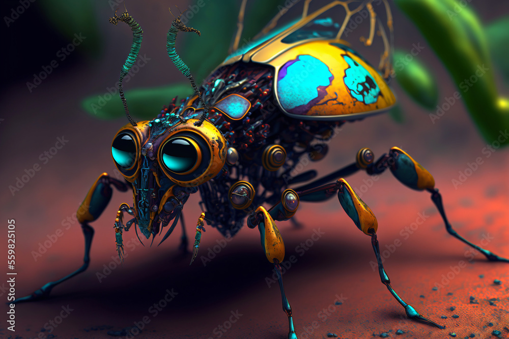 mechanical ant, robot bug, crazy cyborg beetle, generative ai Stock ...