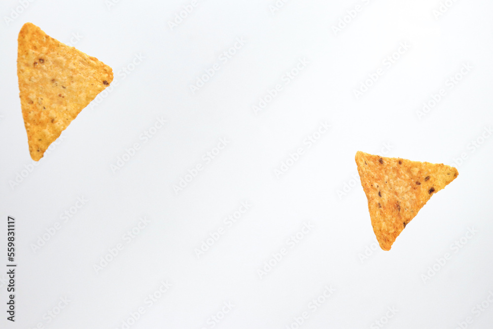 nachos chips isolated on white background. doritos triangle Stock Photo ...