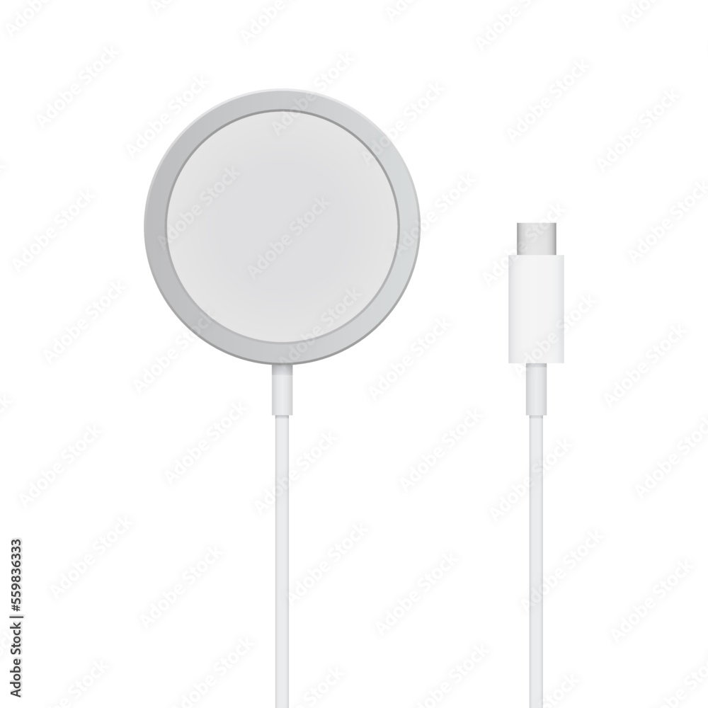 Apple MagSafe Wireless Charger. Vector mockup. Stock Vector | Adobe Stock