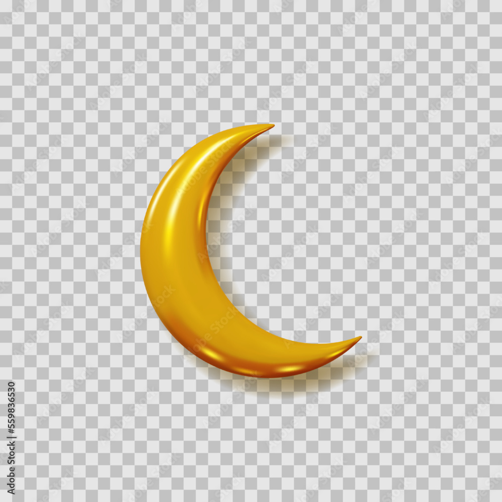 Realistic golden metal crescent. Vector illustration with 3d realistic ...
