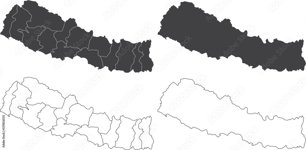 set of 3 maps of Nepal - vector illustrations Stock Vector | Adobe Stock