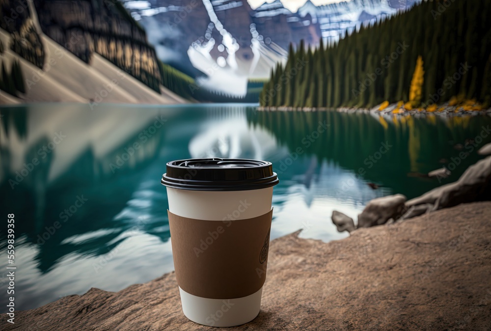 environmental preservation theme illustration of a paper coffee mug ...