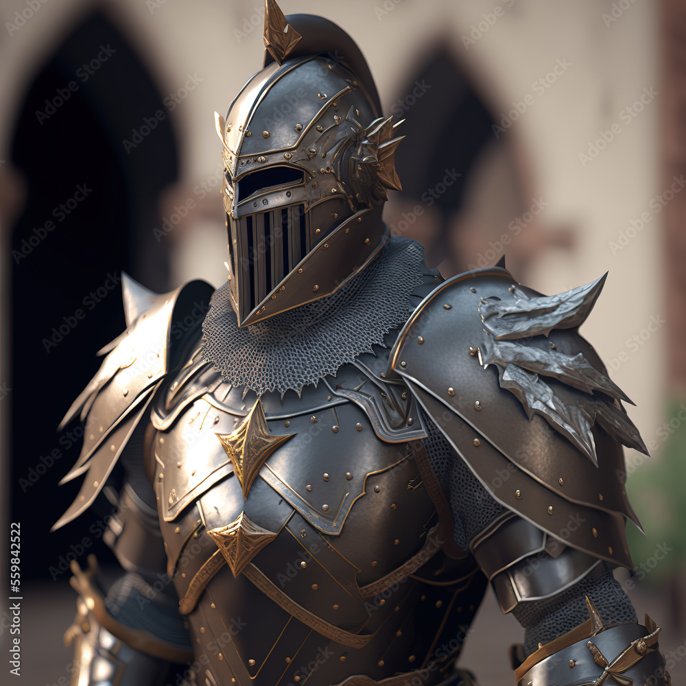medieval heavily armored soldier in spiked armor, concept art Stock ...