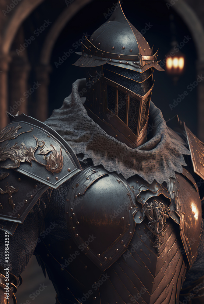 medieval heavily armored soldier in spiked armor, concept art Stock ...
