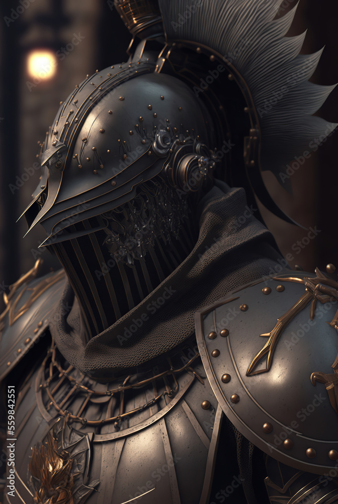 medieval heavily armored soldier in spiked armor, concept art Stock ...