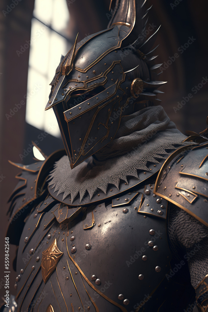medieval heavily armored soldier in spiked armor, concept art Stock ...