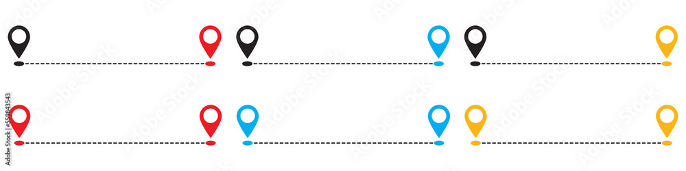 The location is in a dotted line. The waypoint for a new location. and ...