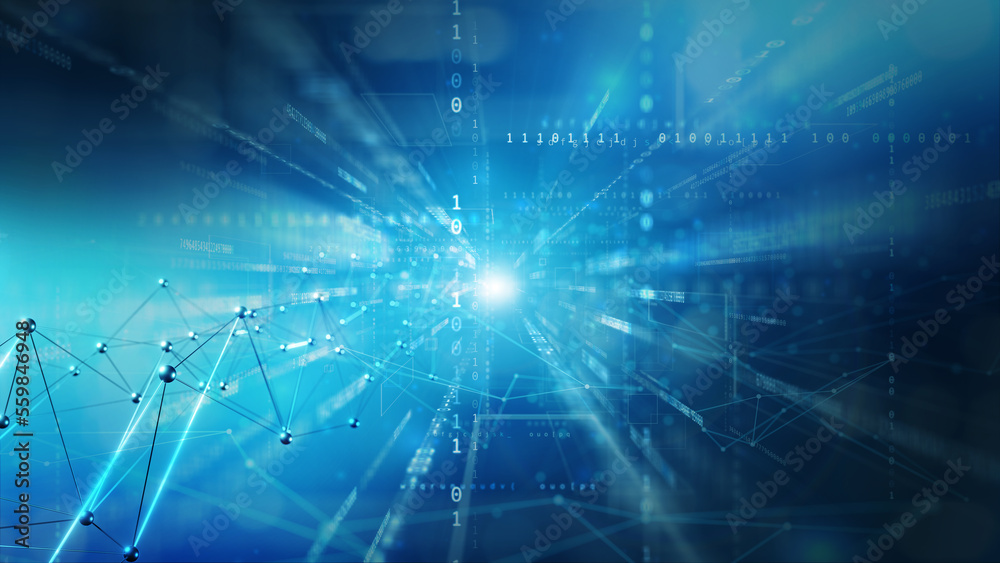 Binary code matrix digital data flow. Concept of fast speed and ...