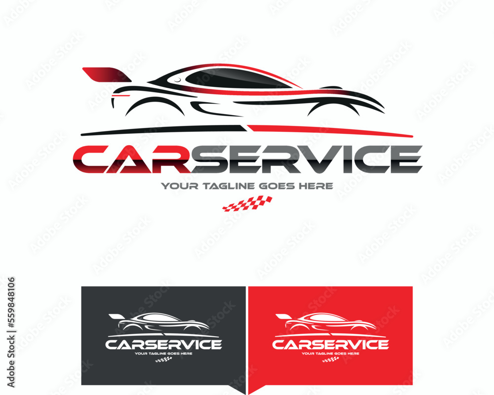 Concept Race Car Service Logo Design in Black and Red in white ...