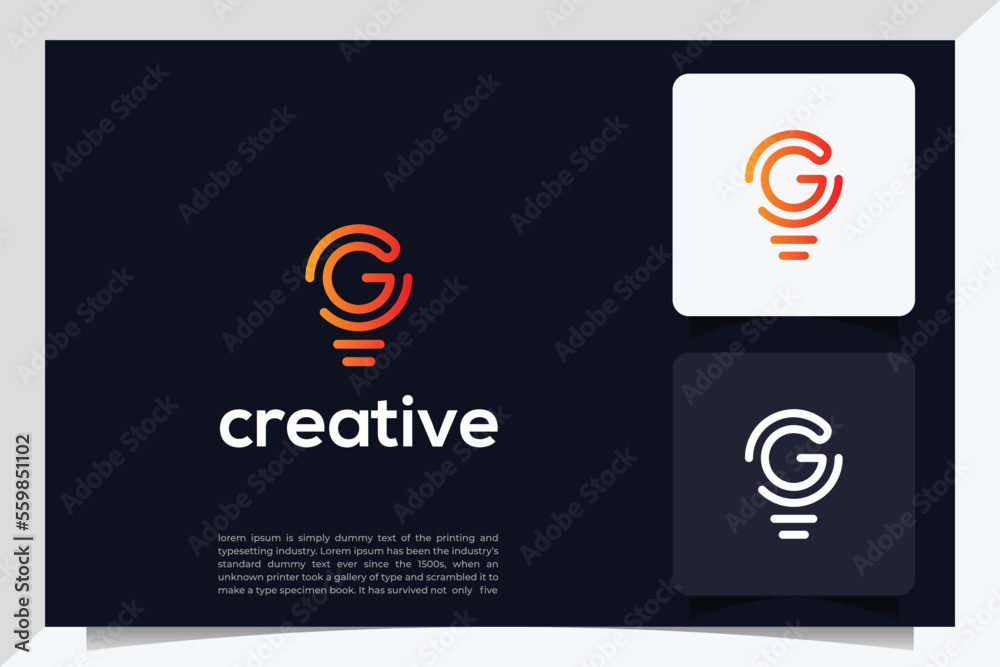 Letter G bulb logo template, letter G lamp logo Stock Vector | Adobe Stock
