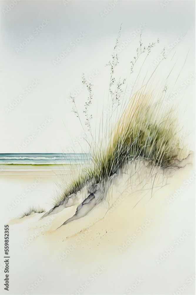 sand dunes on the beach, watercolor, AI assisted finalized in Photoshop ...