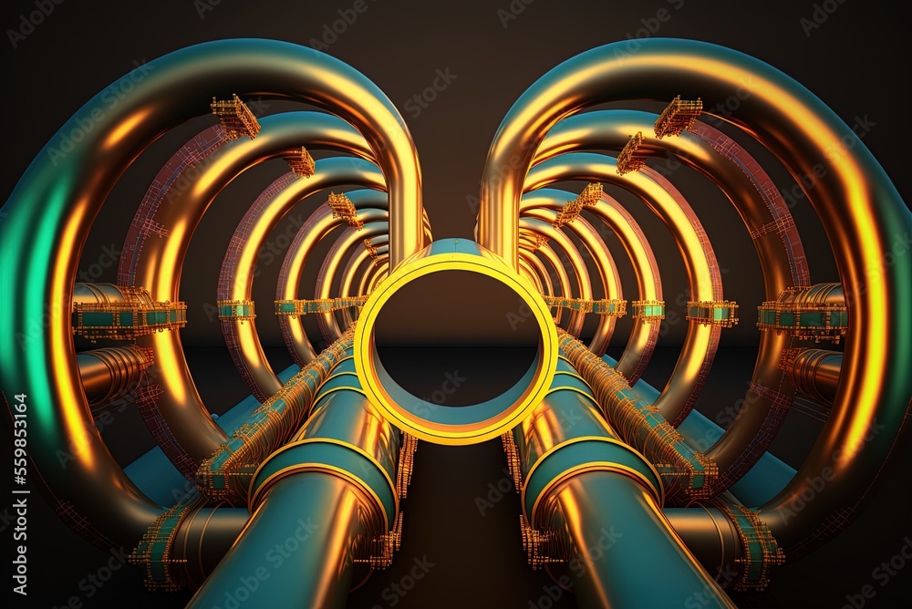 ภาพประกอบสต็อก Natural gas pipelines in Europe or industrial pipes as a ...