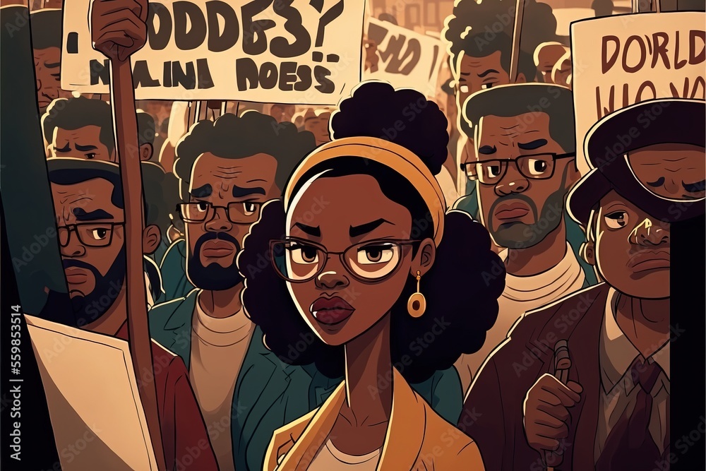 Black History Month celebration, group of people act of activism ...