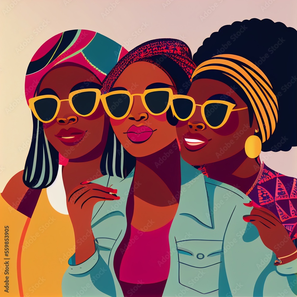 African american female friends and family together, happy people ...