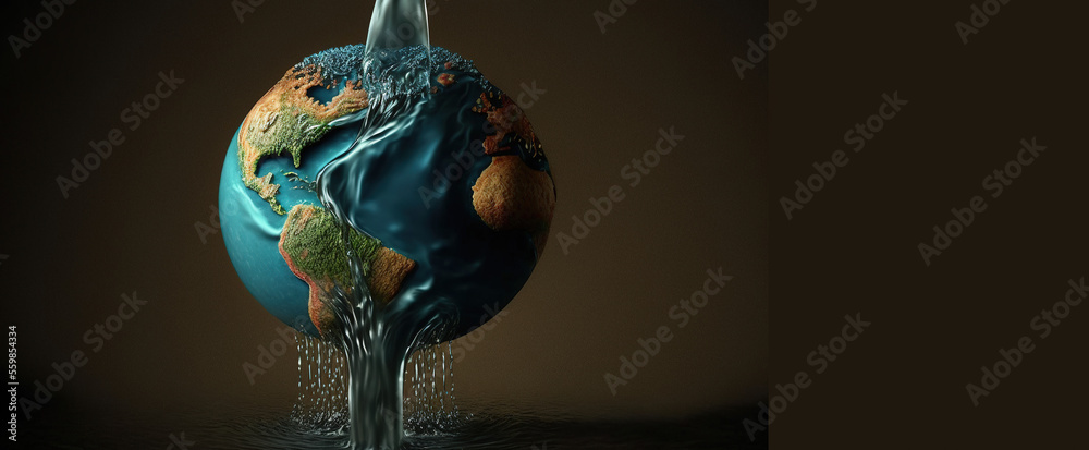 Fantasy earth under running water, water, saving water, importance of ...