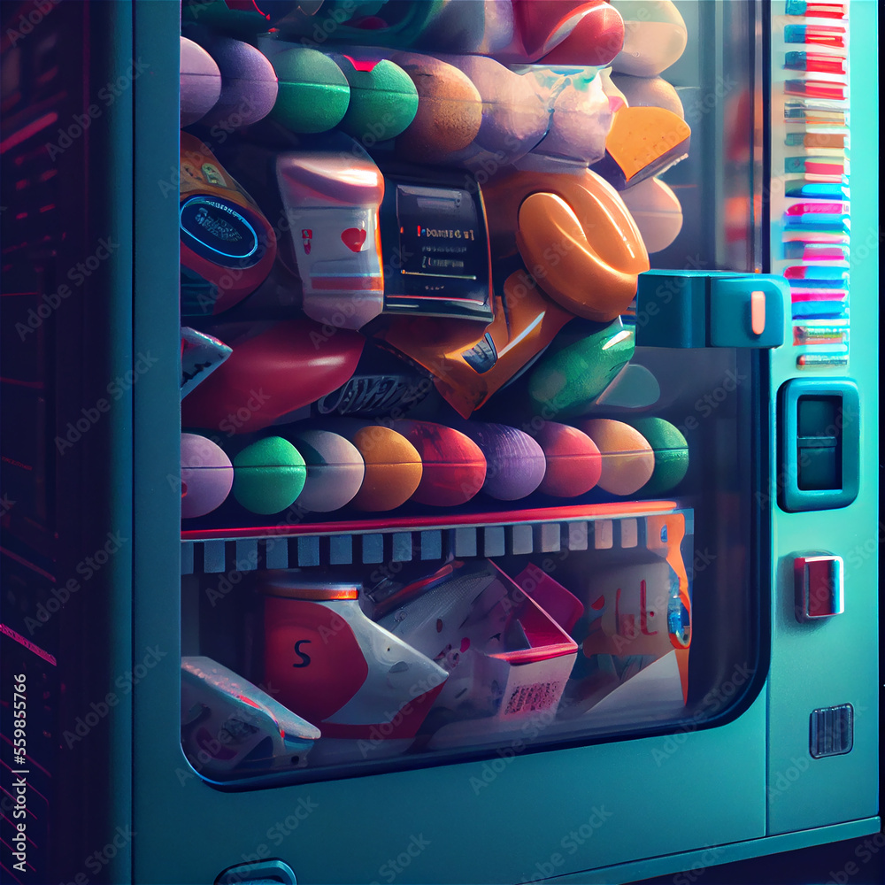 Vending machine full of products, generative AI Stock Illustration ...