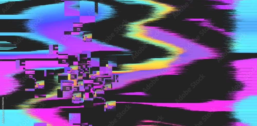 Abstract geometric background with pixel noise and VHS like distortion ...