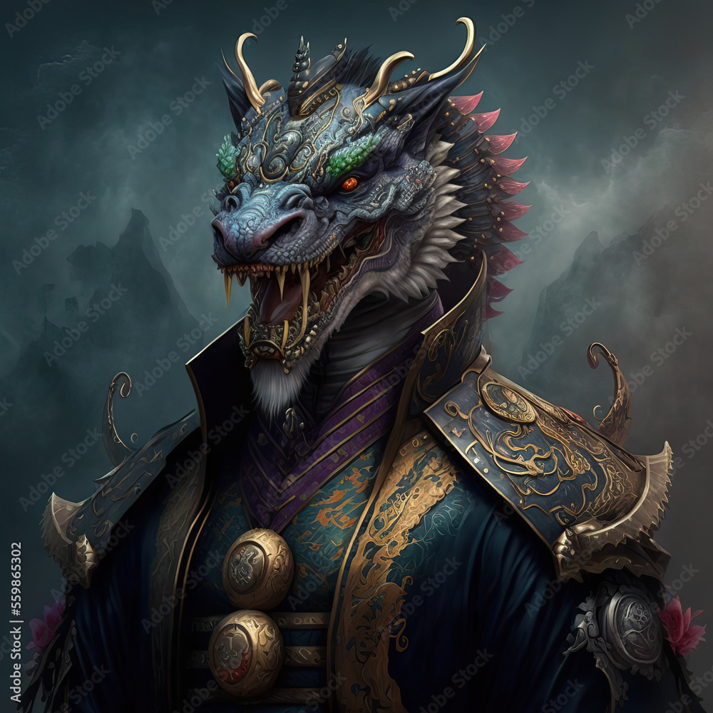 Japanese Dragon with jacket, dragon lord, snapdragon. Generative AI ...