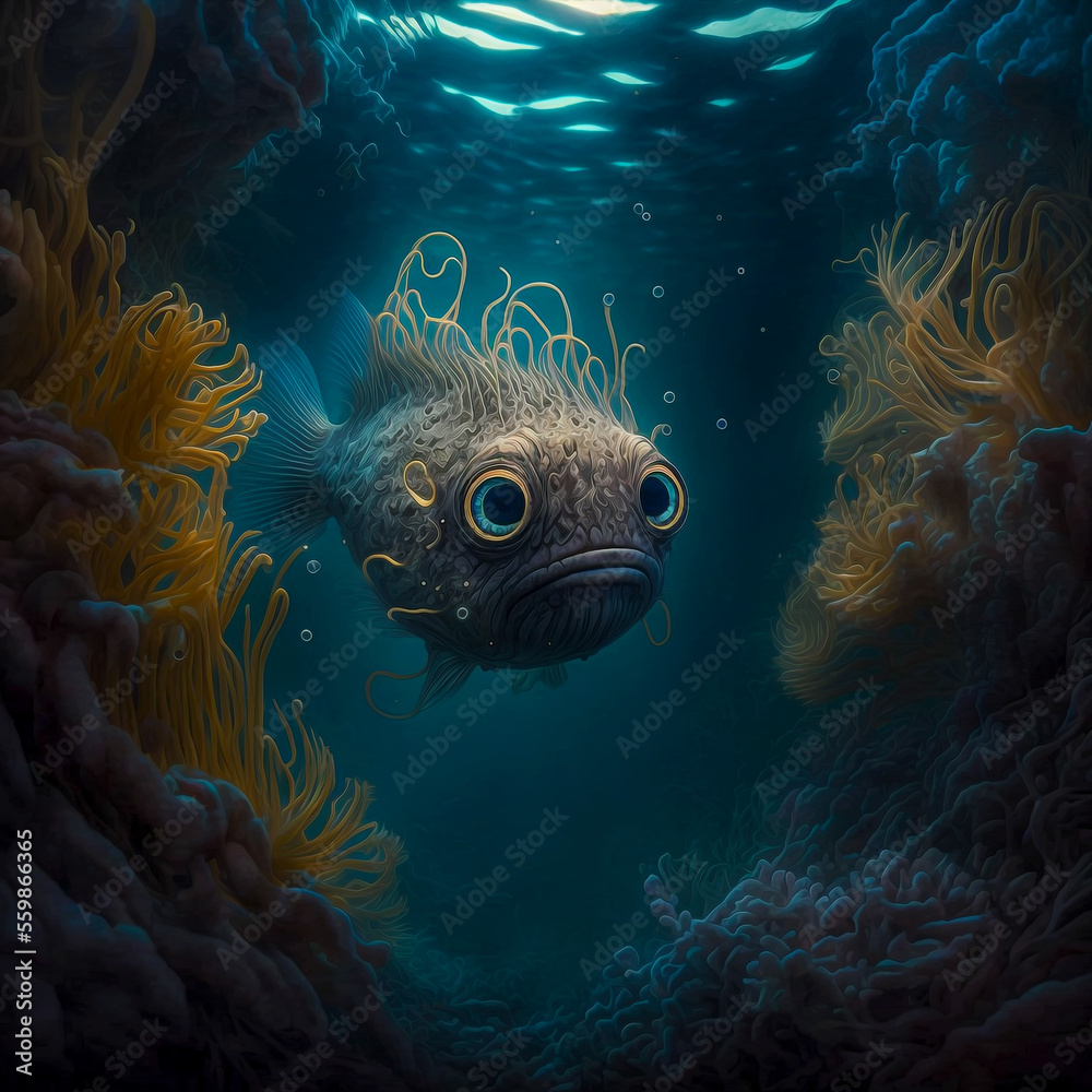 Ghost fish created by using generative AI technology Stock Illustration ...