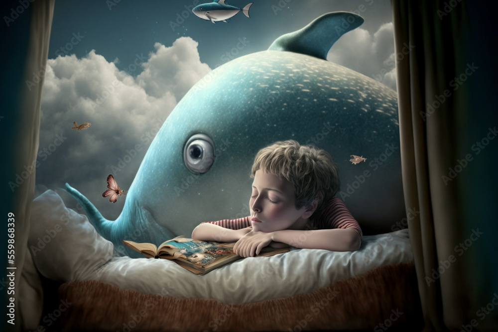 Generative Ai of a child's dream, fantasy image. Stock Illustration ...