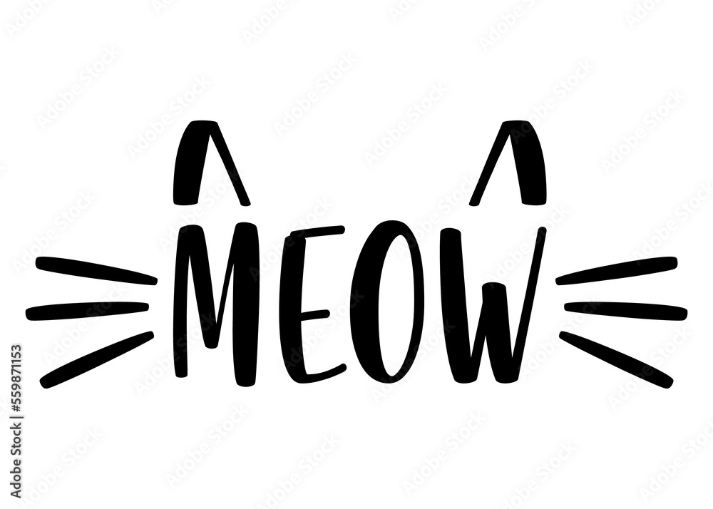 Logo pet friendly. Letras de la palabra meow con forma de cabeza de ...