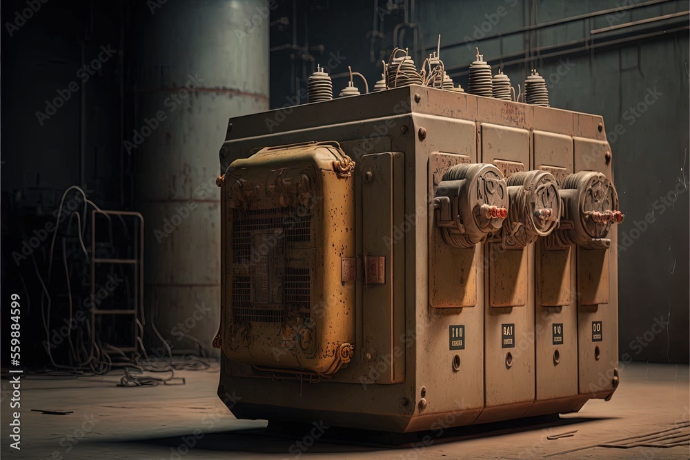 a large machine with many wires on top of it's sides and a lot of wires ...