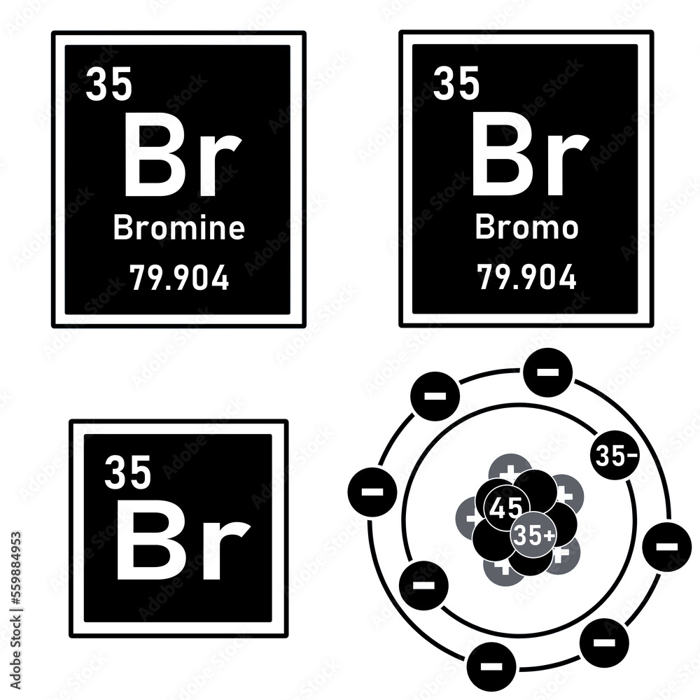 Icon of the element bromine of the periodic table with representation ...