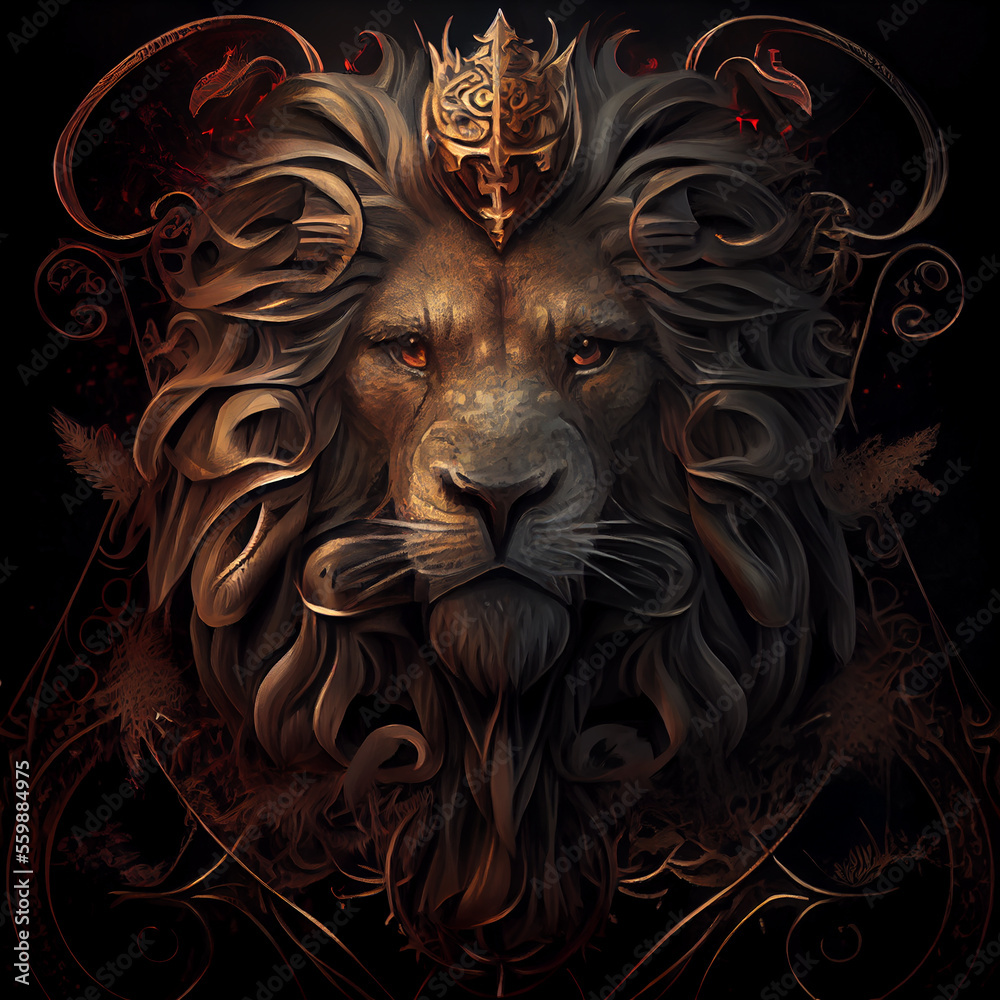 Gothic lion emblem ai art Stock Illustration | Adobe Stock